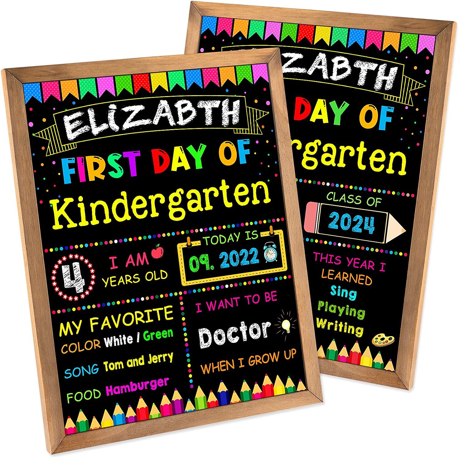 First & Last Day of School Chalkboard with Frame, 11 X 14 Inch Double ...