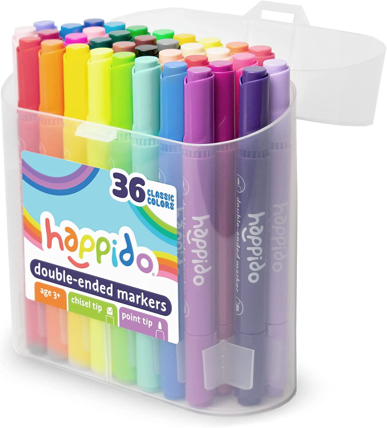 Happido Double-Ended Markers, 36 Colors - Non-Toxic, Brightly Colored ...