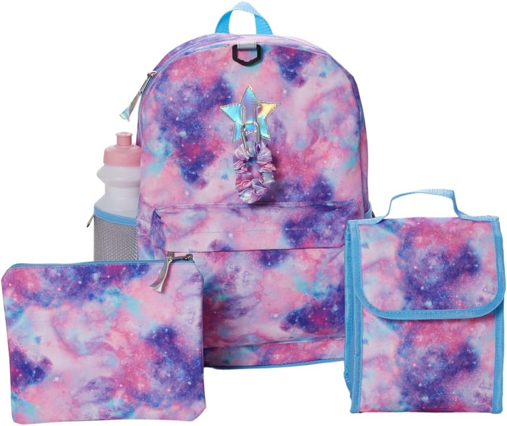 Light Pink Galaxy Backpack Set for Girls, 16 Inch, 6 Pieces - Includes ...