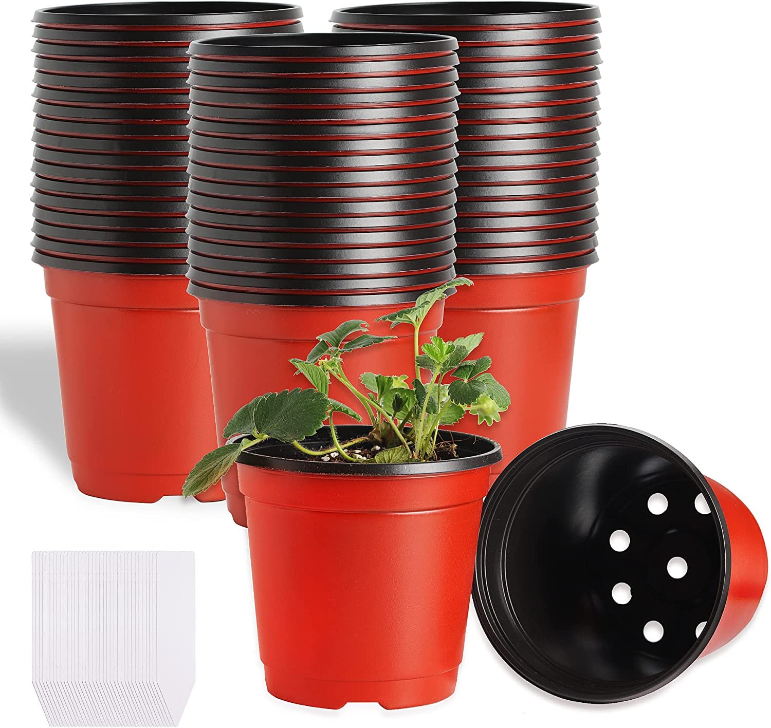 110 Pcs 4" Nursery Pots Thick & Reusable - Brick-Red 10Cm Garden Seeds ...