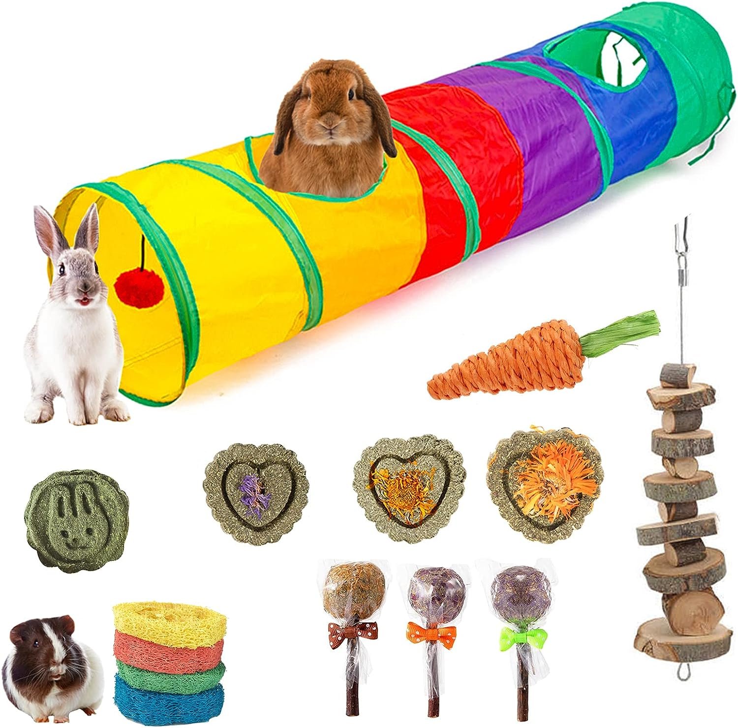 Bunny Tunnels and Tubes, Collapsible Rabbit Hideout Tunnel Small Animal ...