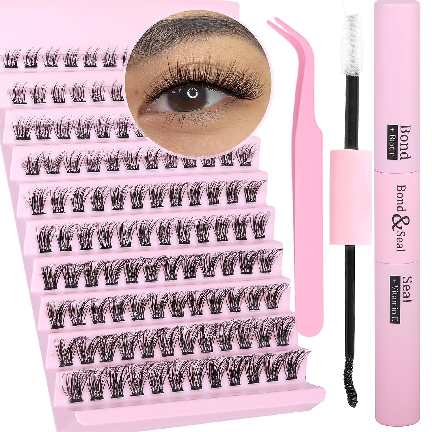 Wispy Lashes Lash Extension Kit Clusters Eyelash Extension Kit Lash Bond and Sea