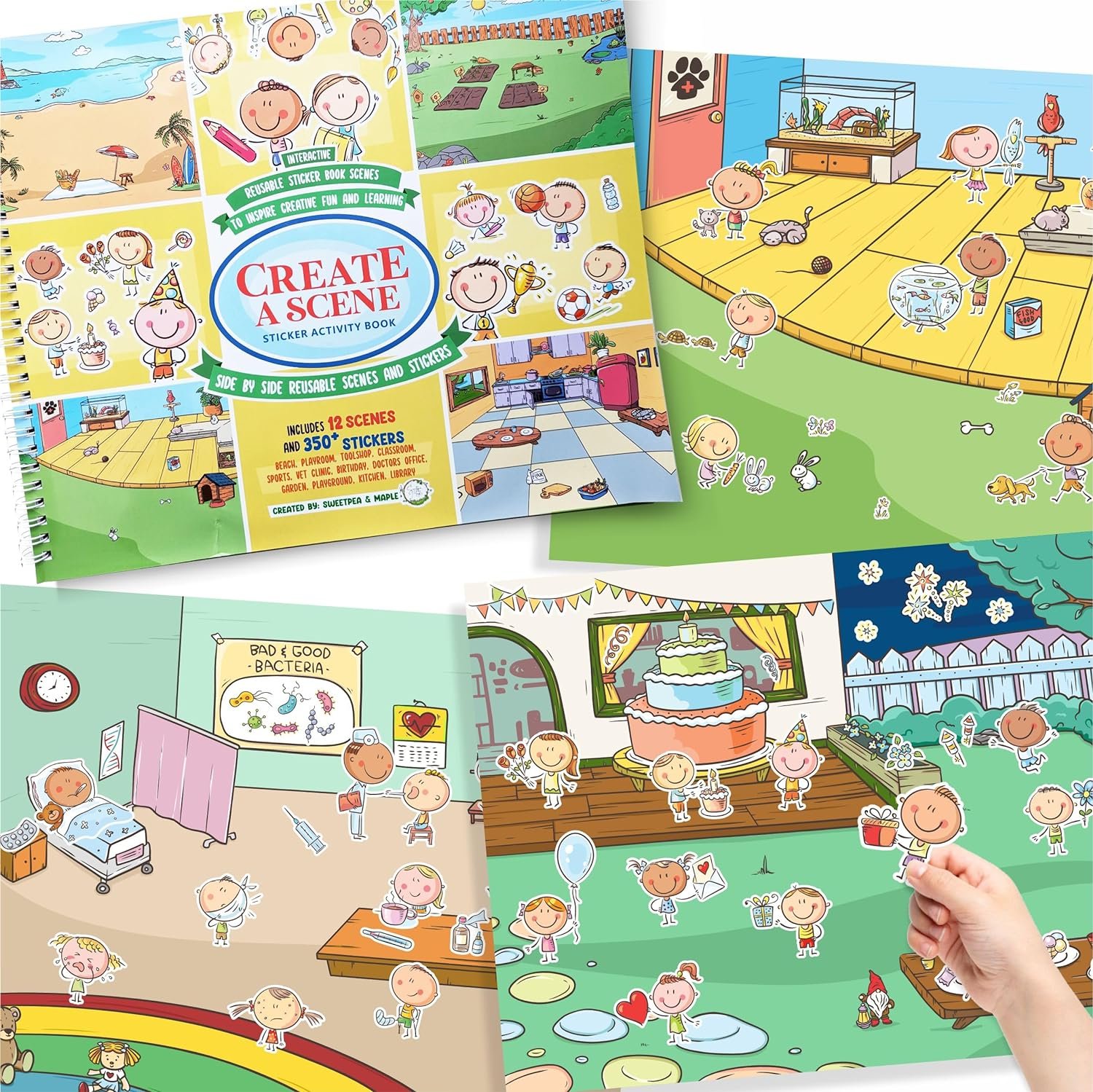 Create a Scene Sticker Book, Busy Book for Toddlers 1-3, Sticker Book ...