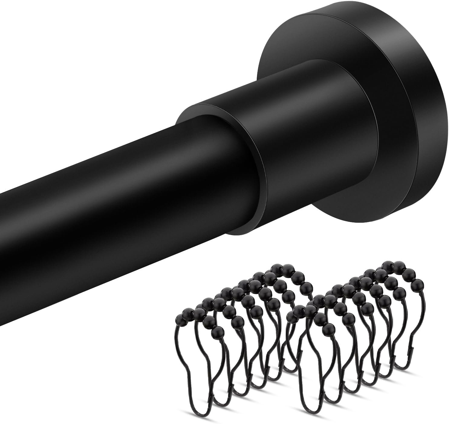 Tension Curtain Rods 32-50 Inches with 12 Shower Curtain Rings ...