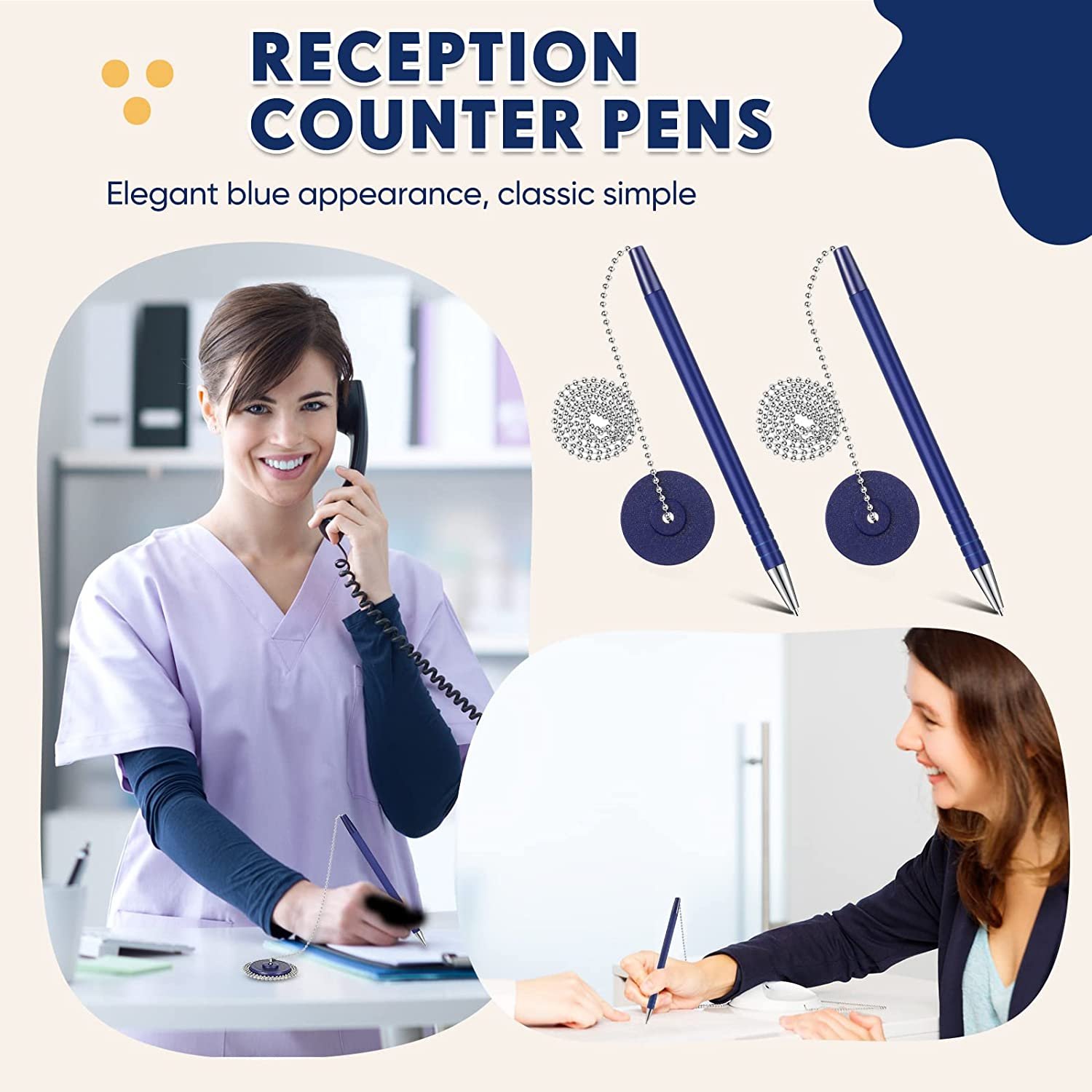 Secure Pen with Adhesive Pen Chain and Security Pen Holder for Home ...