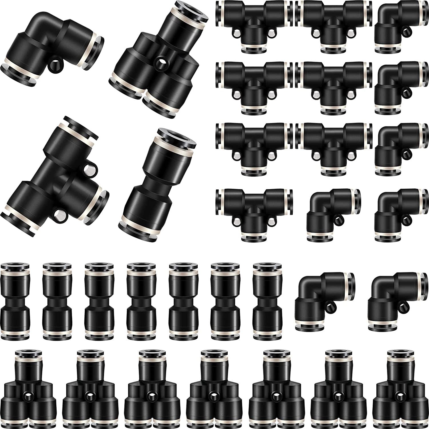 Push to Connect Fittings Air Line Pneumatic Fittings Kit 28 Pieces Air ...