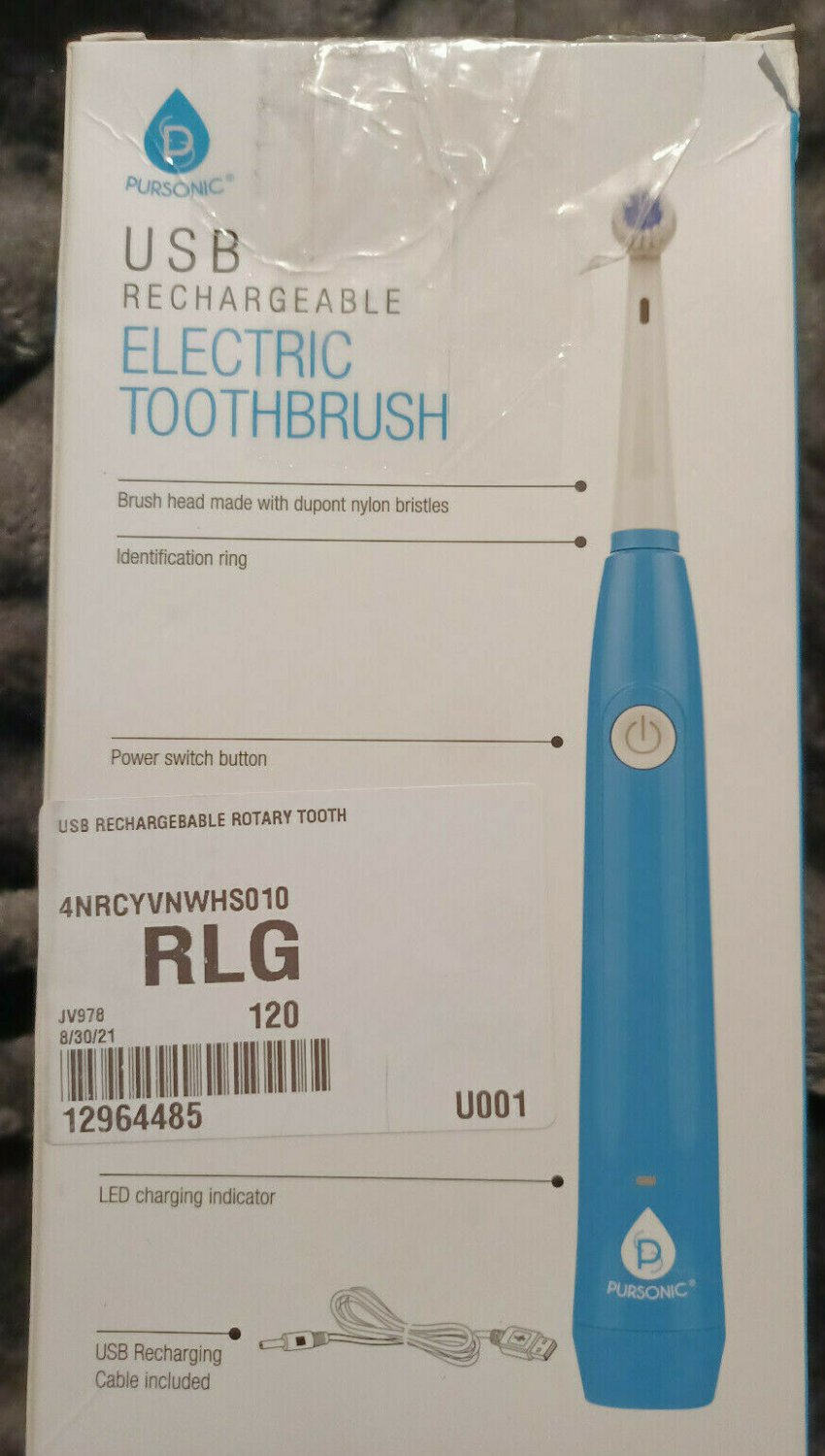 Pursonic Sonic Blue Technology Electric USB Rechargeable Toothbrush ...