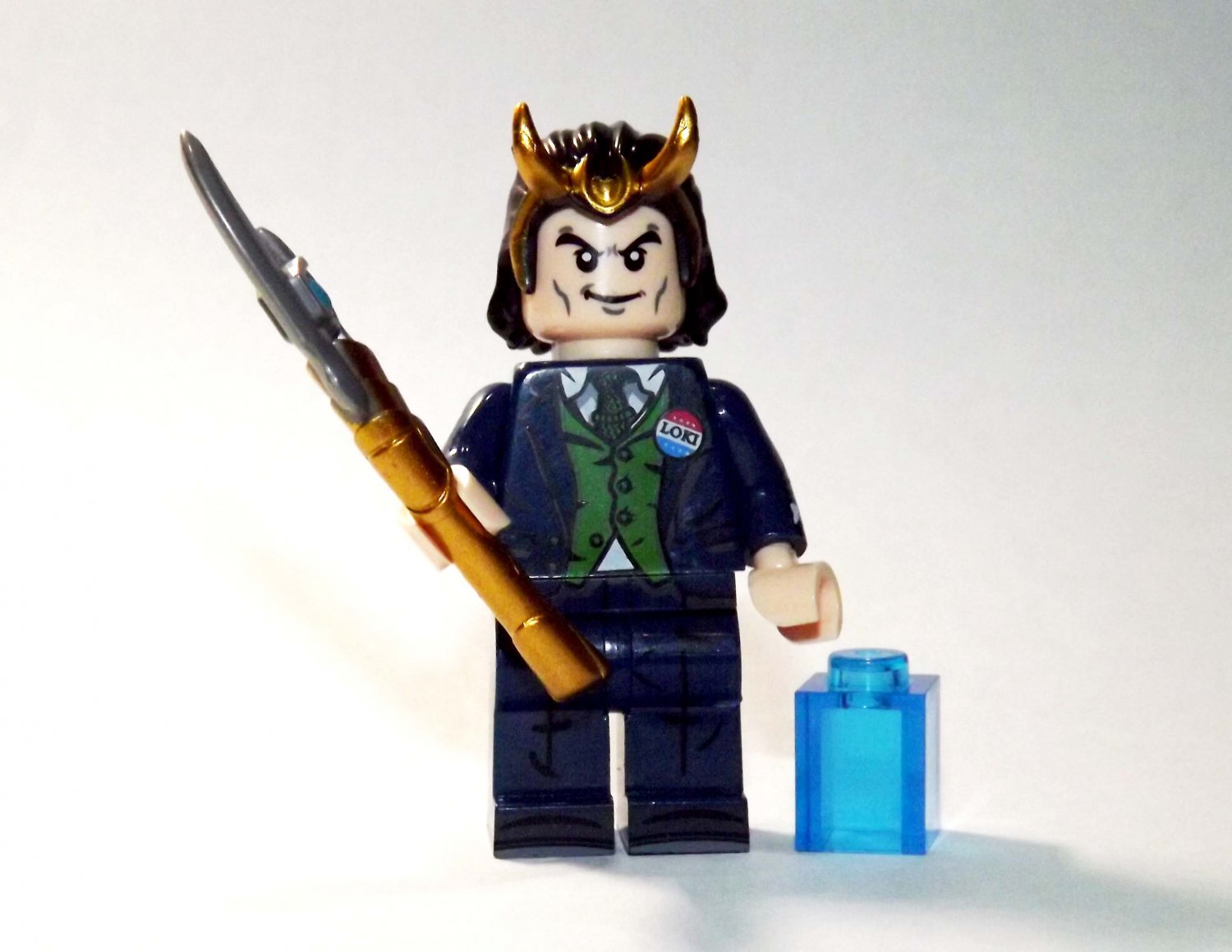 Loki Blue Suit with cube TV Show Custom Minifigure Toys