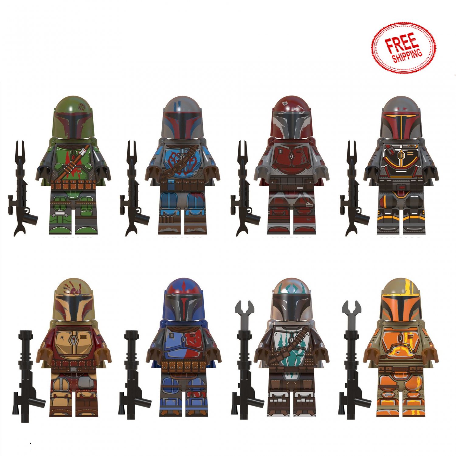 8 PCS SET Star Wars Minifigures Mandalorian Mini figure Minifigs Custom ...