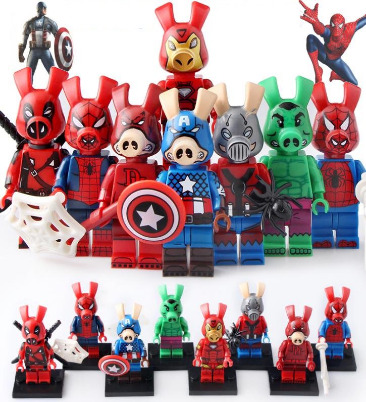 Spider-Ham Captain Hamerica Iron Hampool Green Ant-Ham Minifigure ...