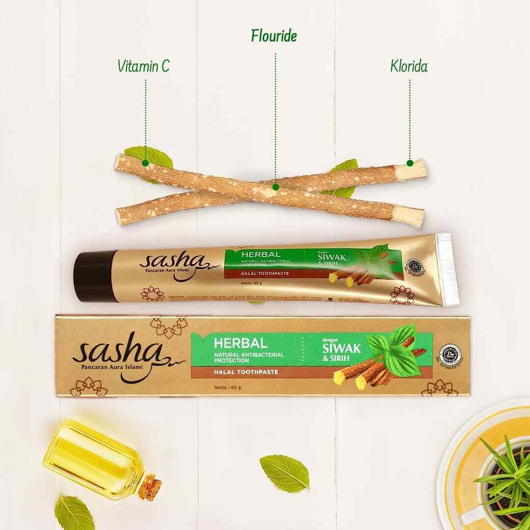 [SASHA] Antibacterial Herbal Toothpaste 150gr plus Siwak Betel and Salt ...