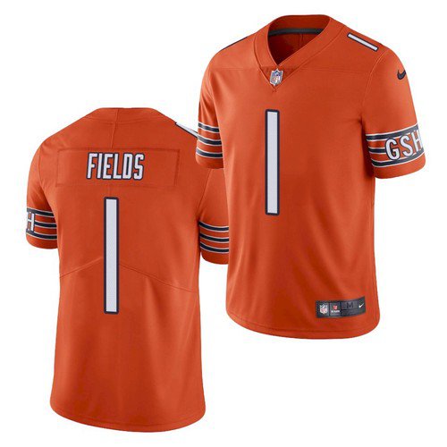 Men & Youth #1 Justin Fields Chicago Bears Vapor Limited Orange Jersey