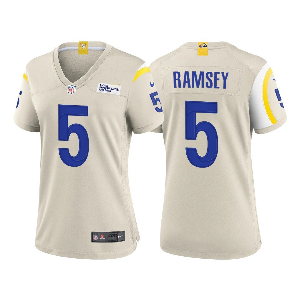 Women's #5 Jalen Ramsey Los Angeles Rams Bone Game Jersey