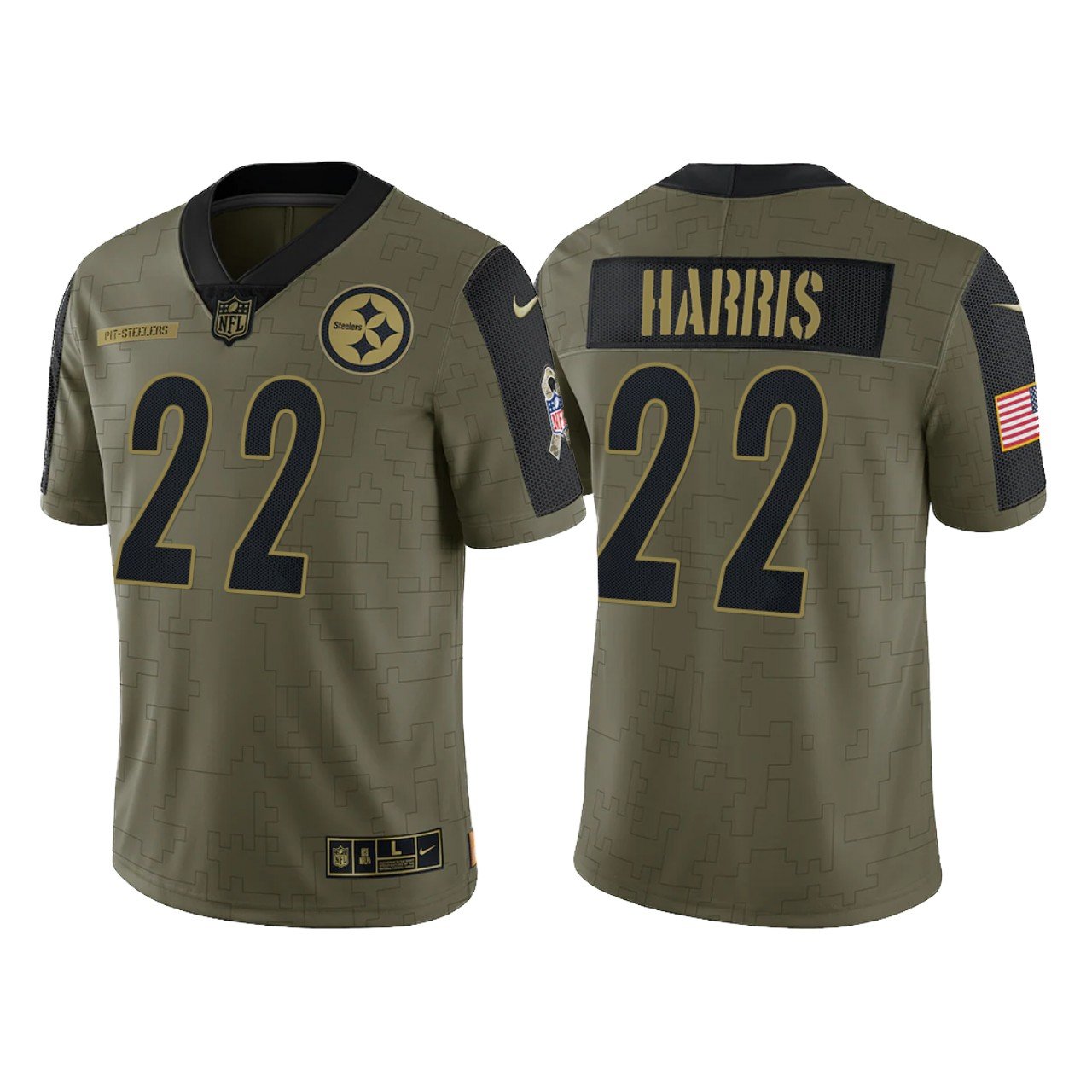 Men & Youth #22 Najee Harris Pittsburgh Steelers 2021 Salute to Service ...
