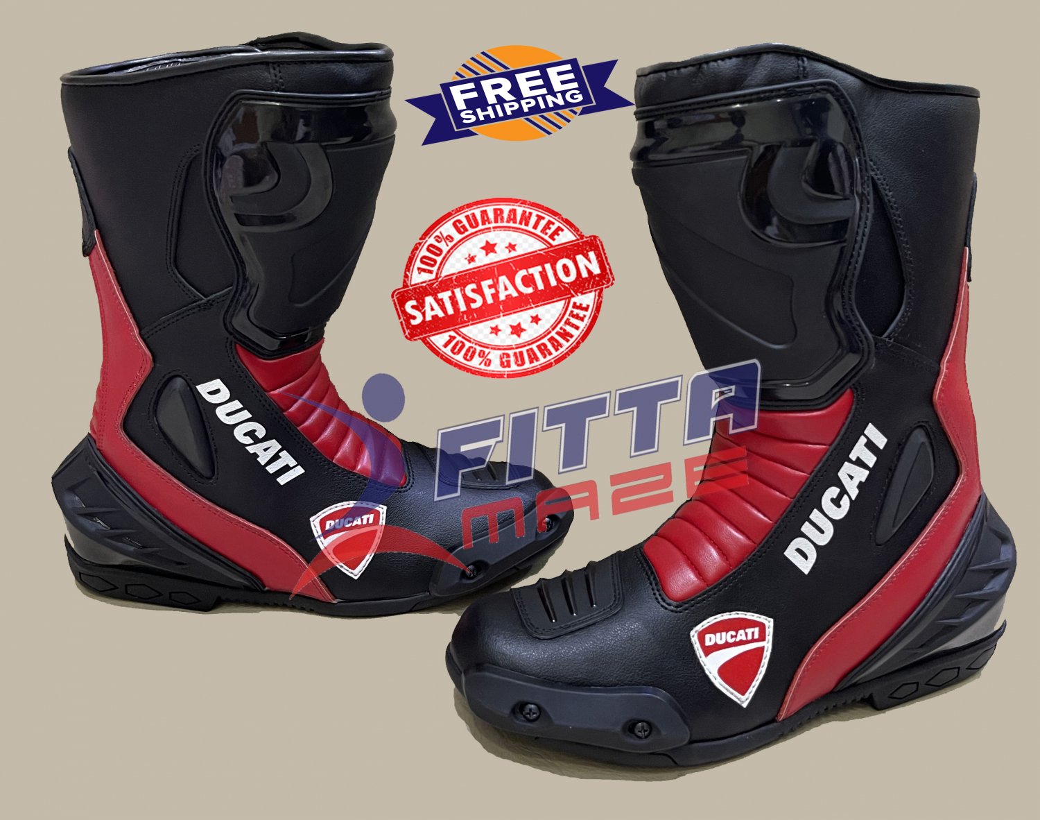 Men's Ducati Motorbike Leather Racing Boots Motorcycle Shoes Original ...