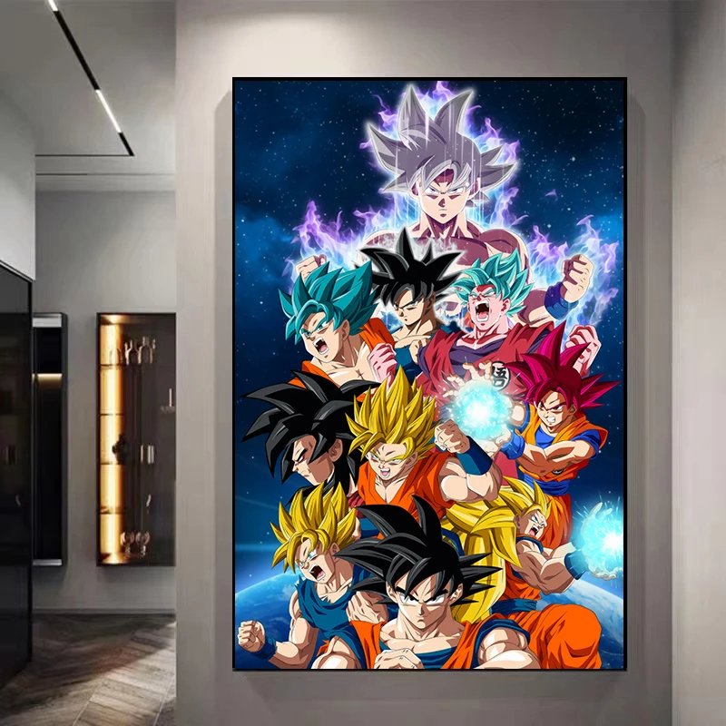 Dragon Ball Decor Painting Canvas Super Saiyan Son Goku Mural Gifts