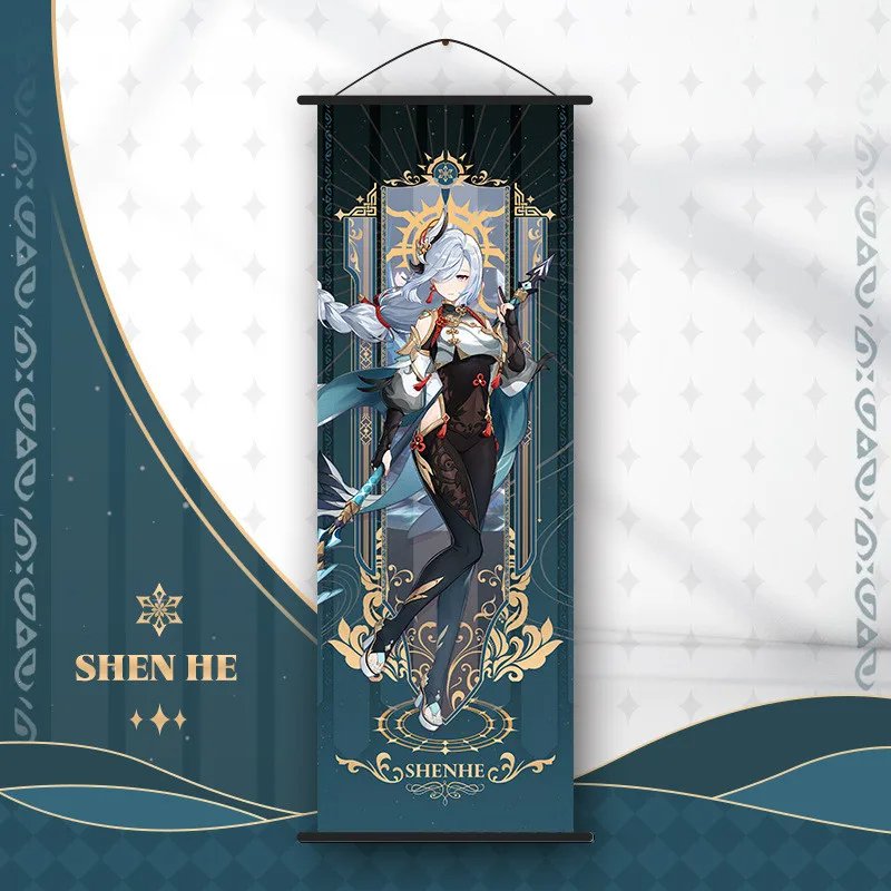 Genshin Impact Shen He Scroll Canvas Painting Anime Poster Home Decor ...