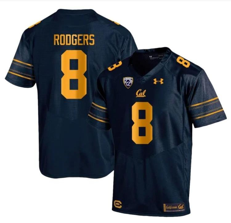 Men's Cal Bears Aaron Rodgers Jersey #8 College Football Stitched Navy