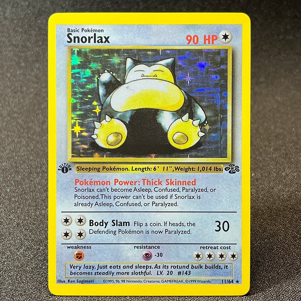 Pokemon Anime Card Snorlax High Quality Replicated 1996 1st Edition ...