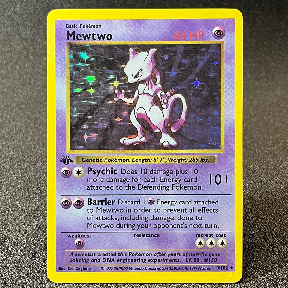 Pokemon Anime Card Mewtwo High Quality Replicated 1996 1st Edition Game ...