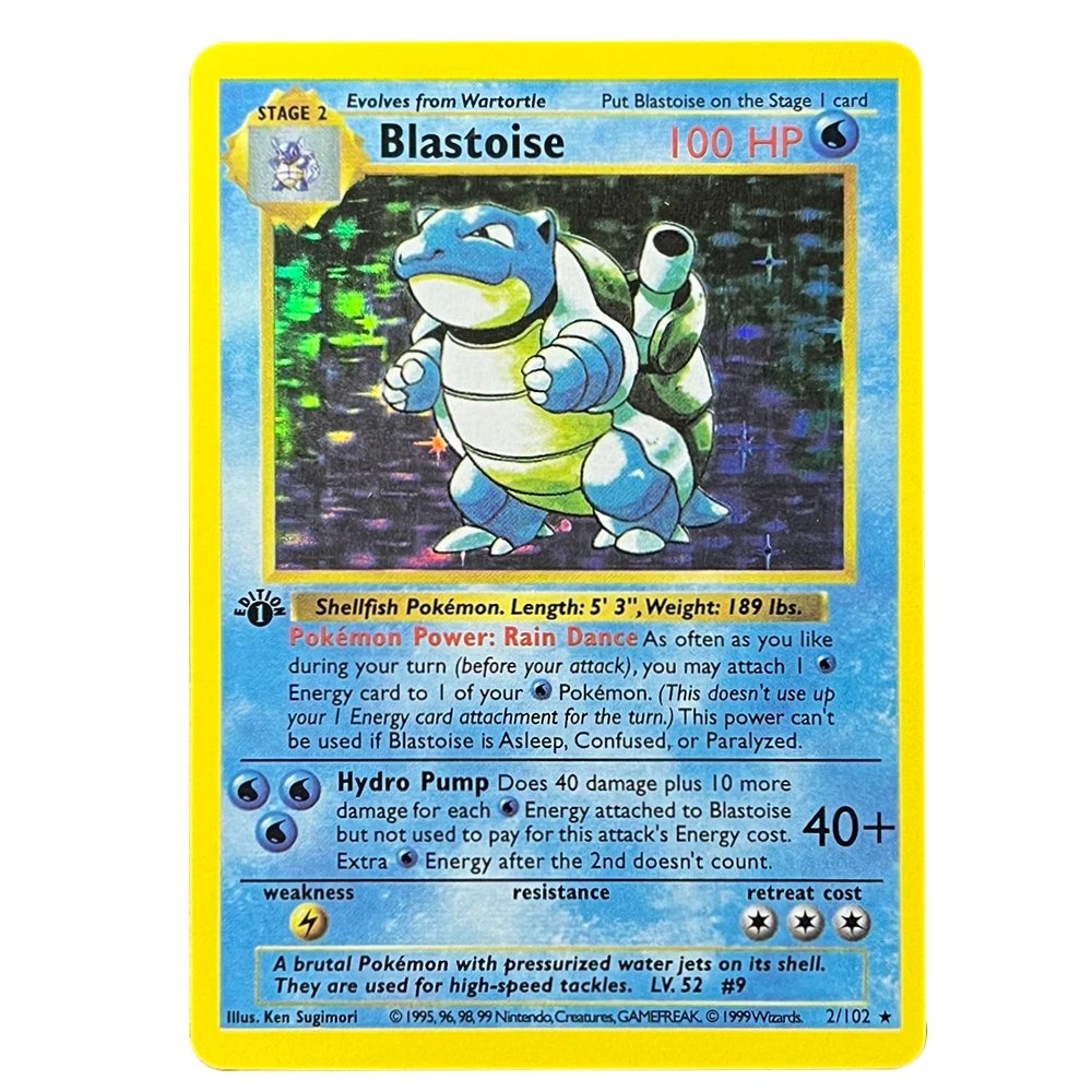 Pokemon Anime Card Blastoise High Quality Replicated 1996 1st Edition ...