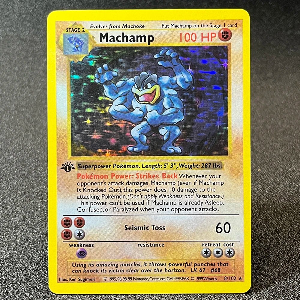 Pokemon Anime Card Machamp High Quality Replicated 1996 1st Edition ...