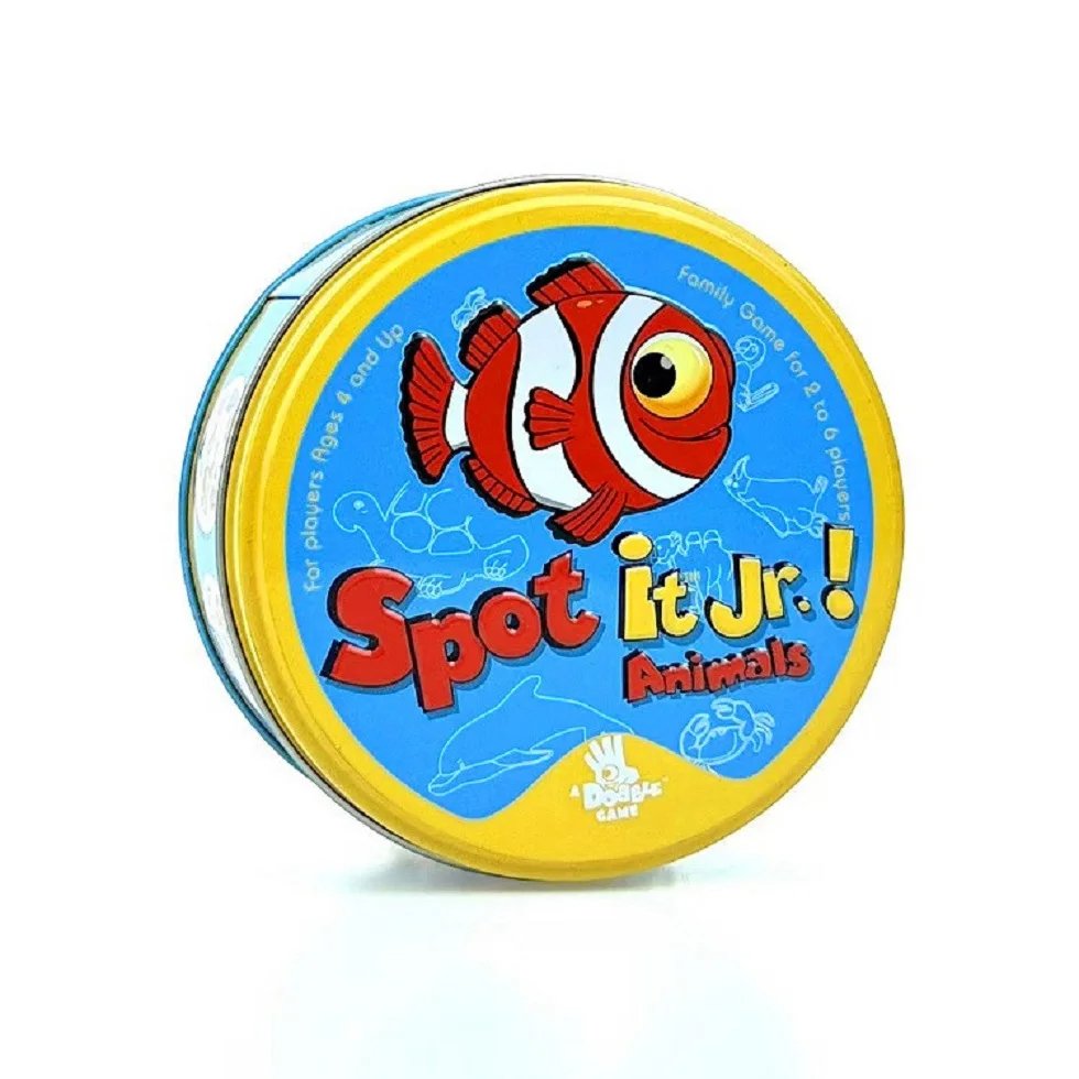 Dobble Card ANIMALS Spot It Game Toy With Metal Box Family Board Kid Gifts