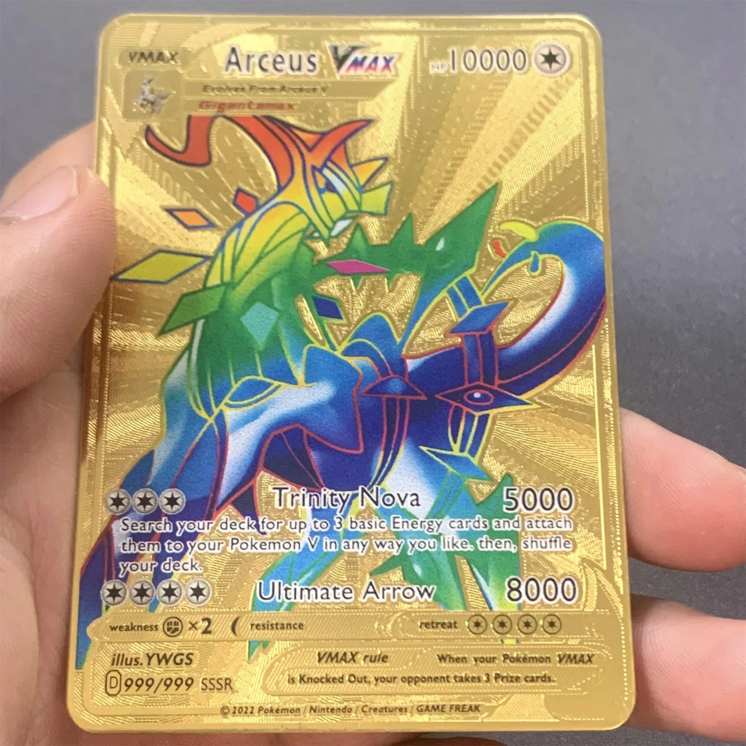 Pokemon Metal Arceus Vmax Green 10000 Points Super Card Golden English ...