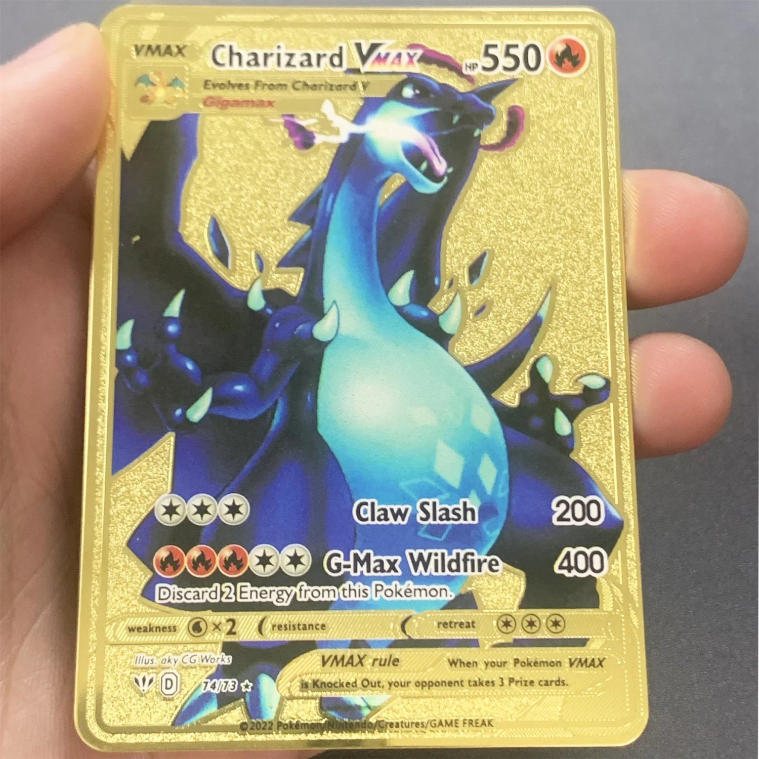 Pokemon Metal Charizard Vmax 550 Super Card Golden English Anime ...