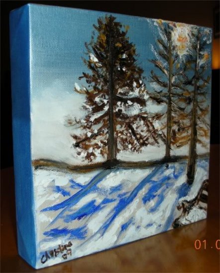 Christine ARTIST NY Original Oil Painting SUNSHINE SNOW