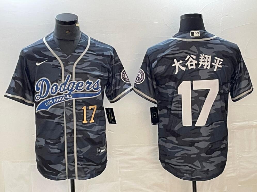 Men's 大谷翔平 #17 Los Angeles Dodgers Home Player Jersey Camouflage ...