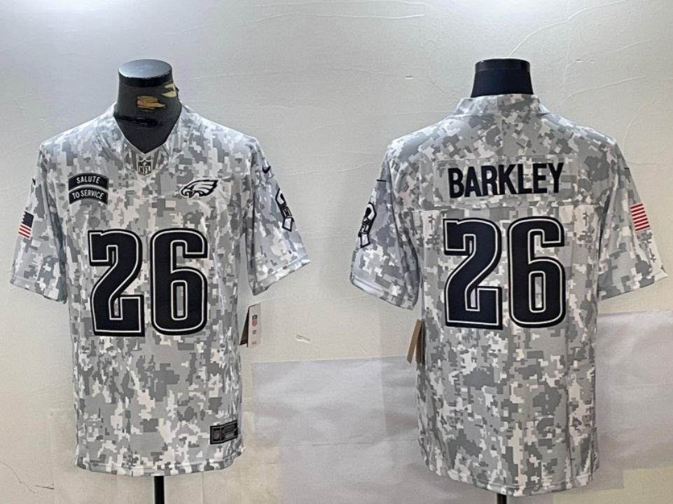 Saquon Barkley #26 Eagles 2024 Salute to Service Limited Jersey Arctic Camo Christmas Gift