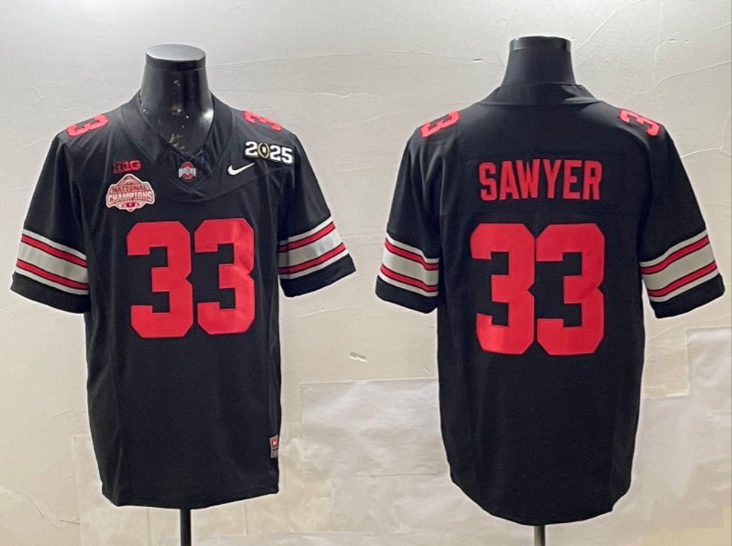 Men's Jack Sawyer #33 Ohio State Buckeyes 2025 National Champions ...