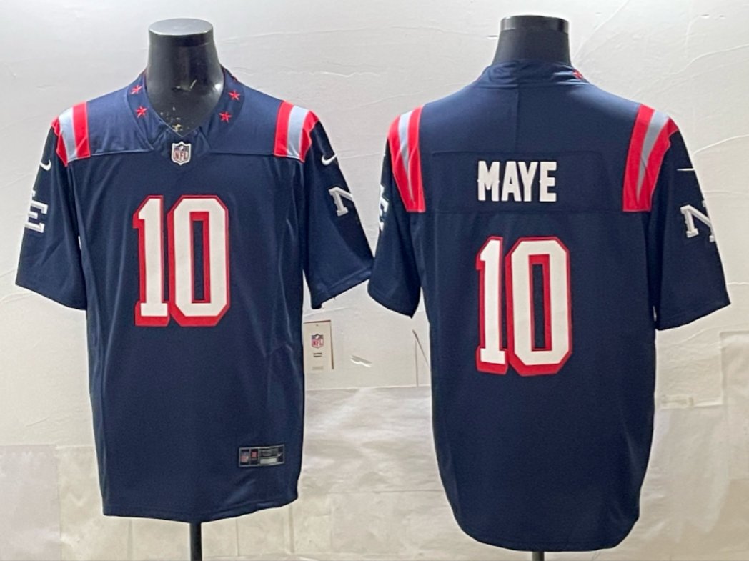 Men's Drake Maye #10 New England Patriots Limited Jersey Navy Christmas ...