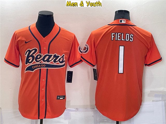 men's & youth Football Team Uniform #1 Justin Fields Jerseys Orange ...