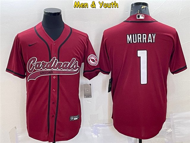 men's & youth Football Team Uniform #1 Kyler Murray Jerseys Cardinal ...