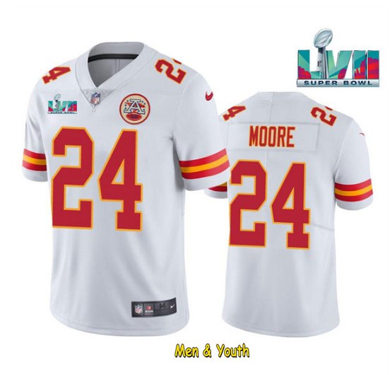 men's & youth Football Team Uniform #24 Skyy Moore Jersey White 2023 ...