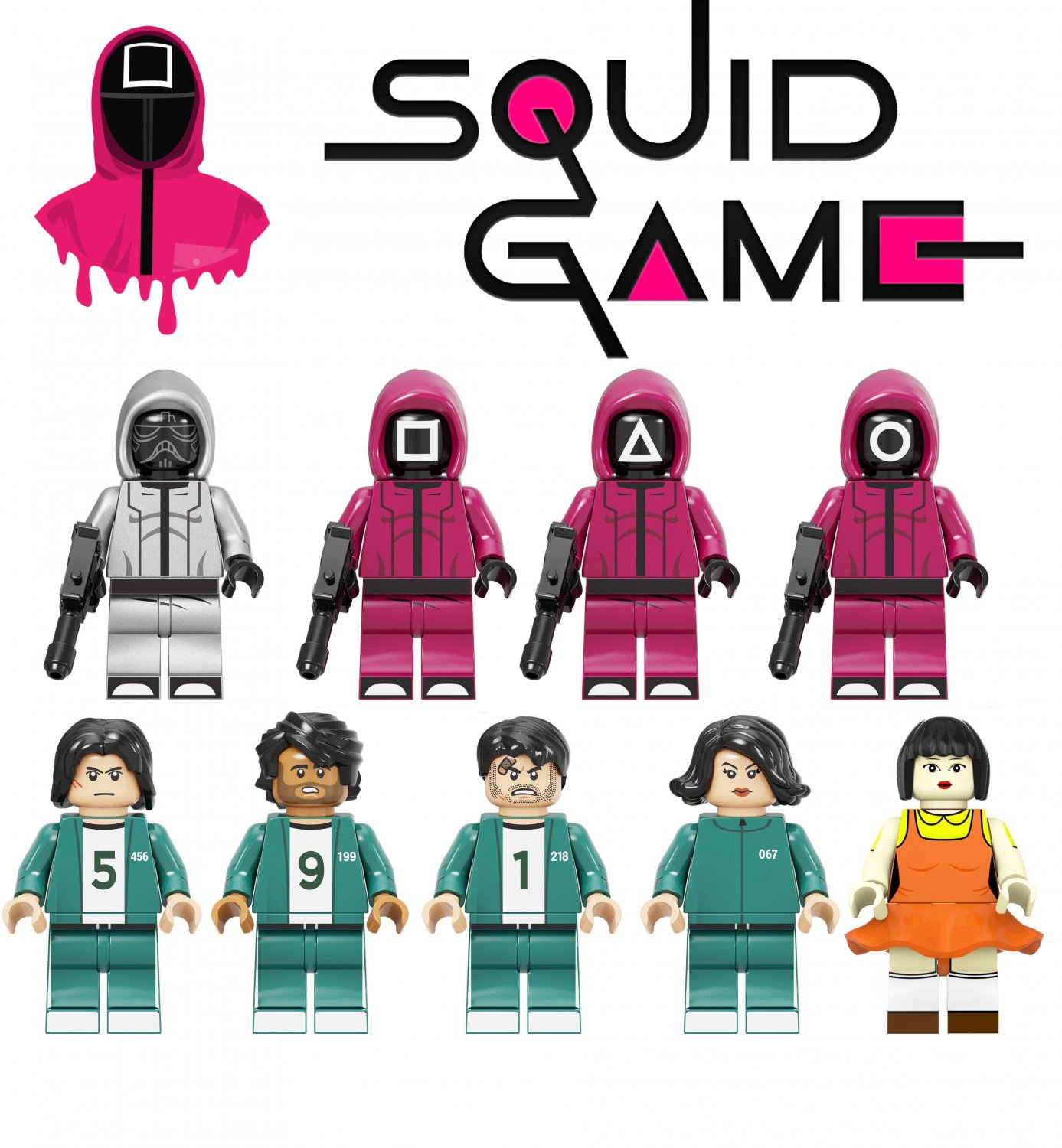 9pcs Squid Game Custom Minifigures Building Blocks Bricks Movie Netflix ...