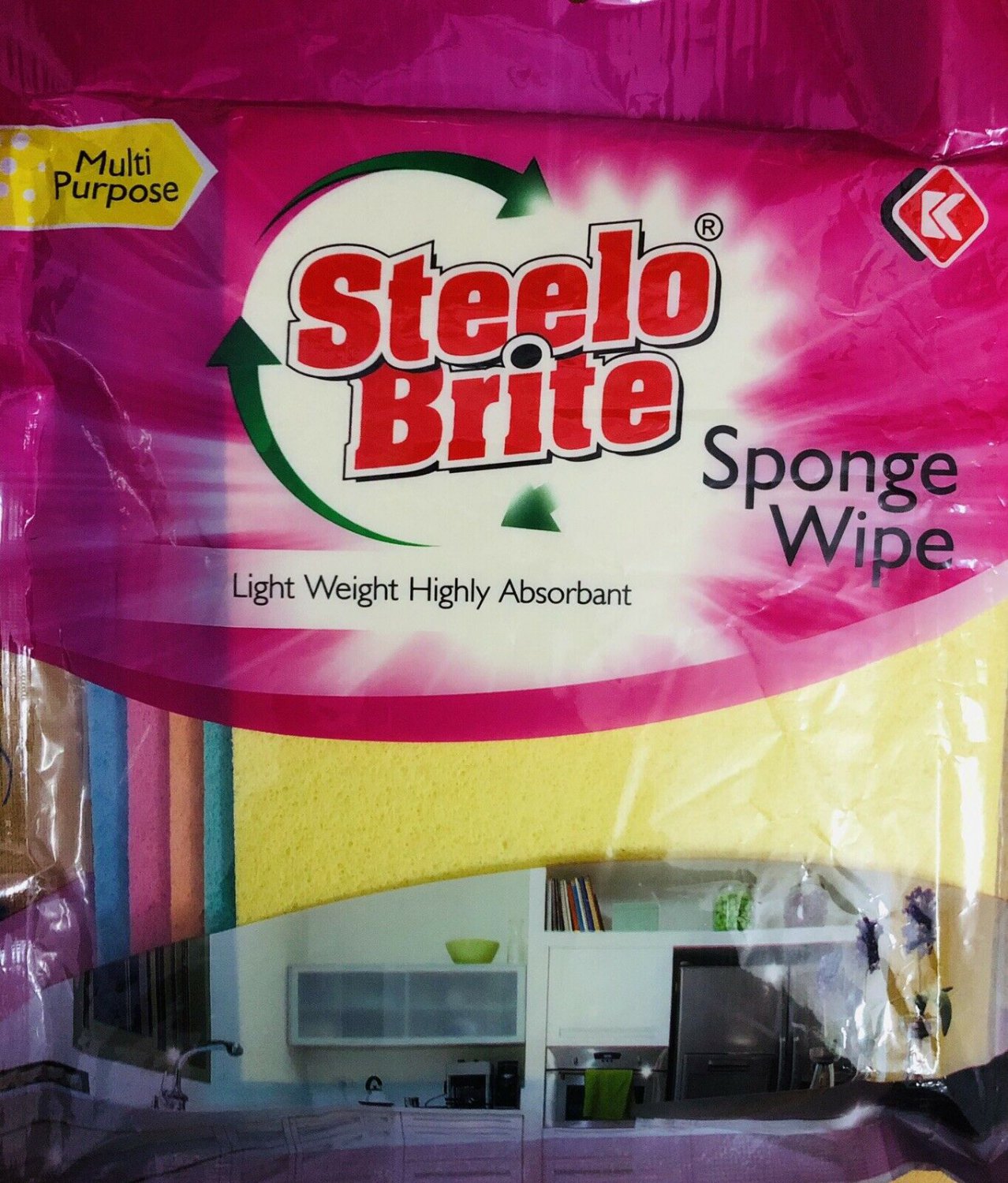 5 Pc STEELO BRITE Cellulose Sponge Wipe for Kitchen Cars Home FREE SHIP