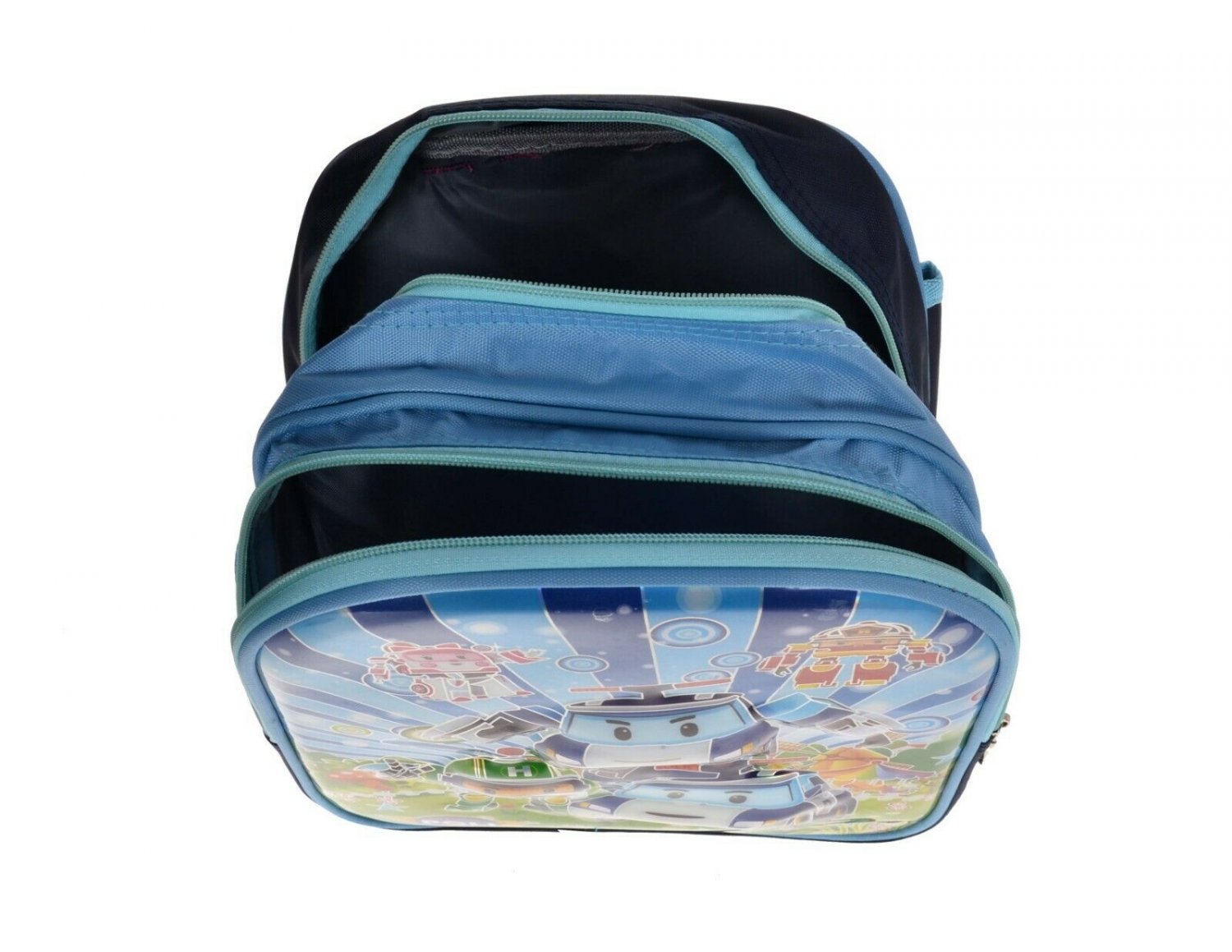 Robocar Poli Cartoon Character 3-D School Bag/Backpack (Light Blue/Navy ...