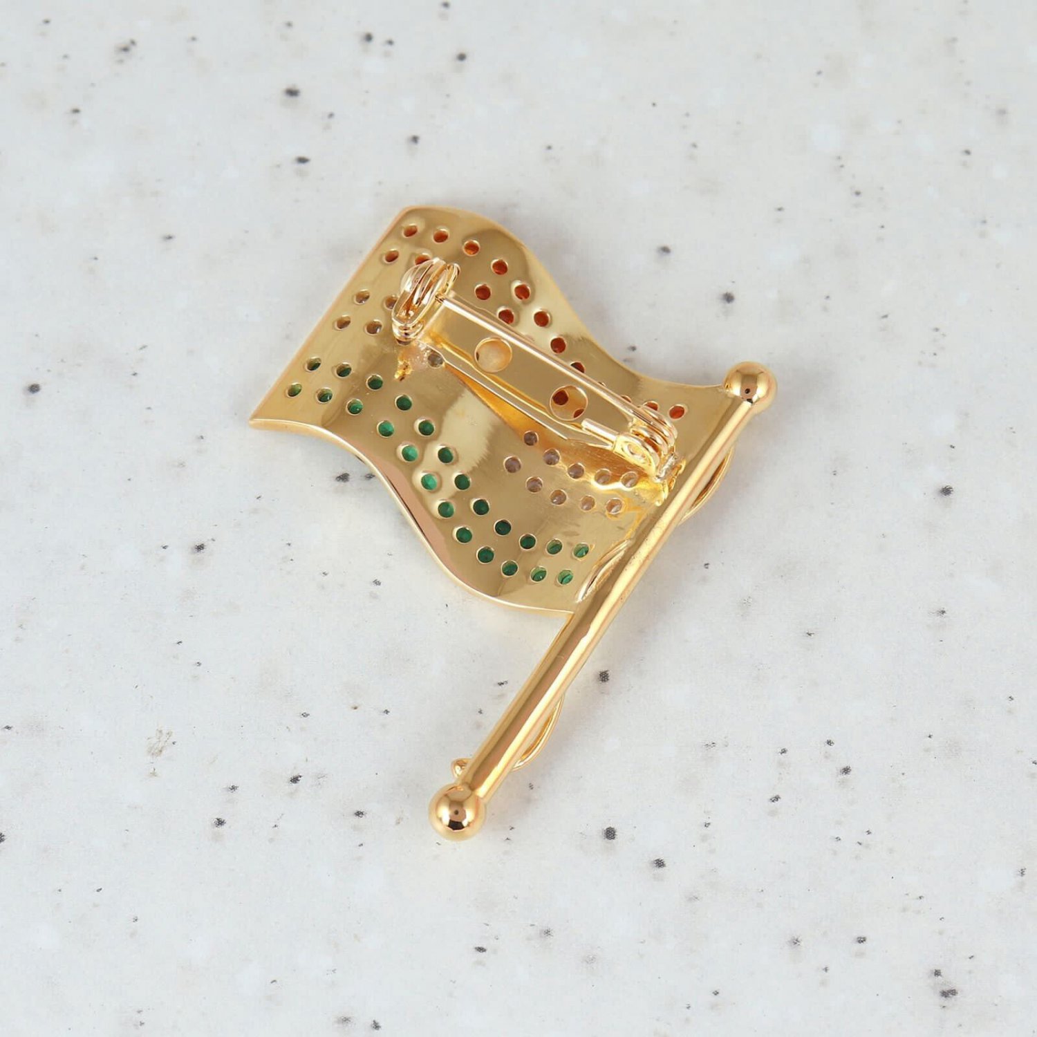Gold Plated Studded Indian Flag Brooch / Lapel Pin Jewelry, High Polish ...