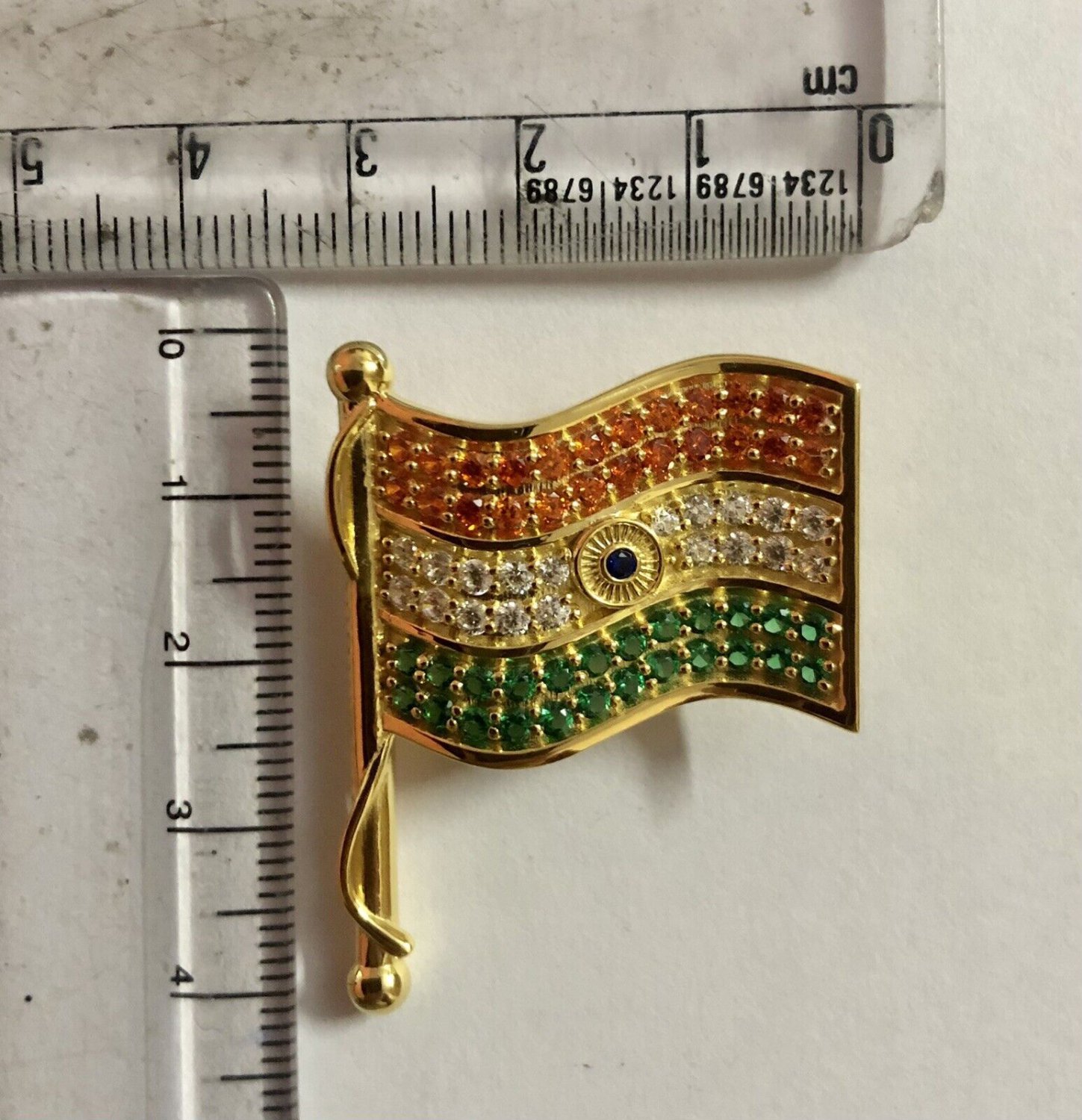 Gold Plated Studded Indian Flag Brooch / Lapel Pin Jewelry, High Polish ...