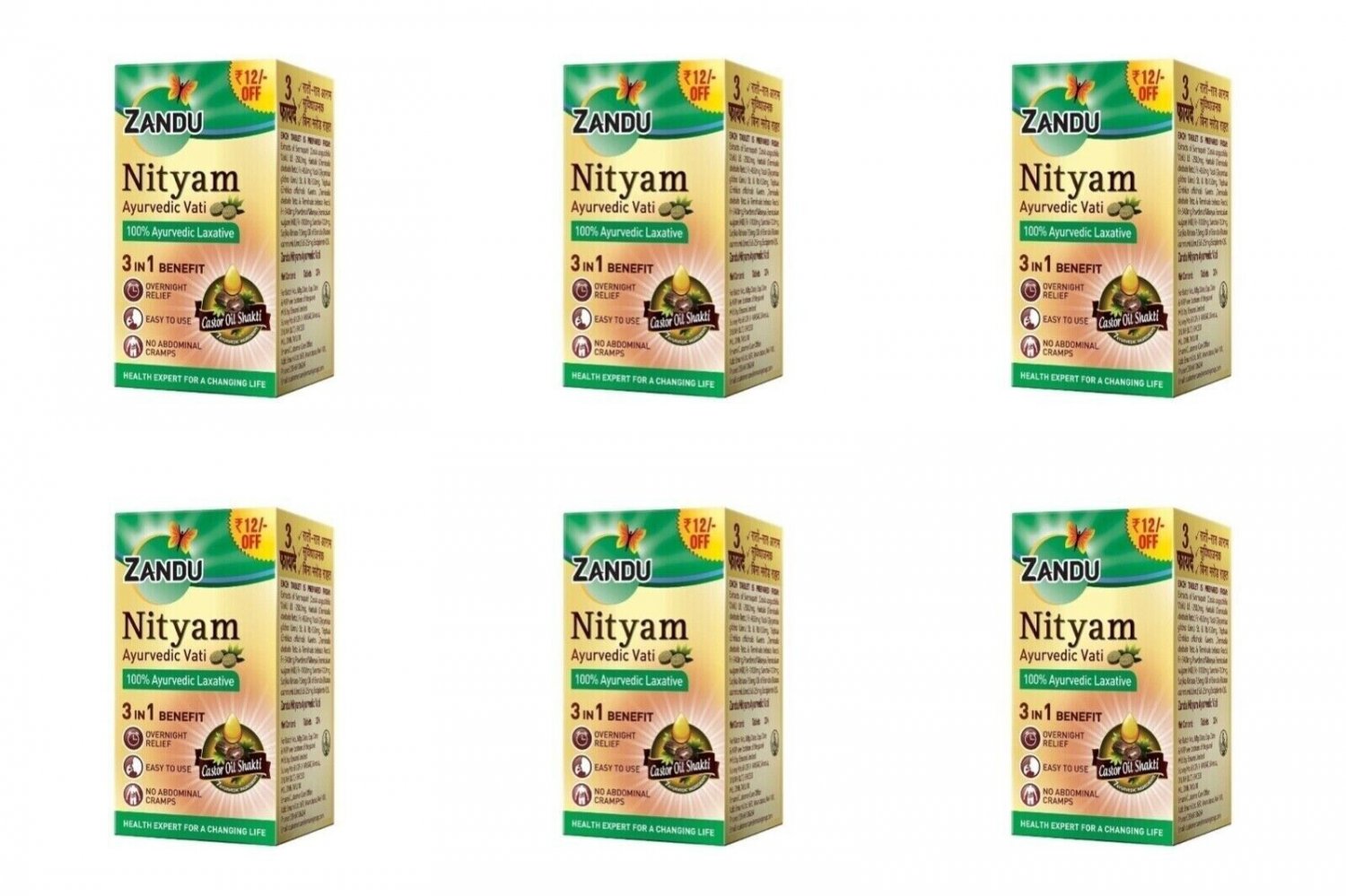 6 Pack X Zandu Ayurvedic Nityam Tablets (30Tabs) for Constipation, Gas ...