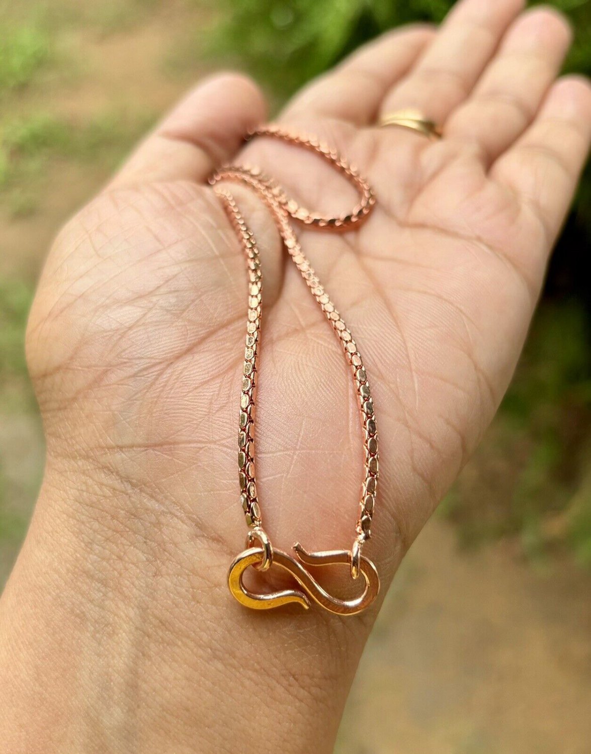 22 inch Pure Copper Square Popcorn Chain Necklace, Healing Copper Jewelry