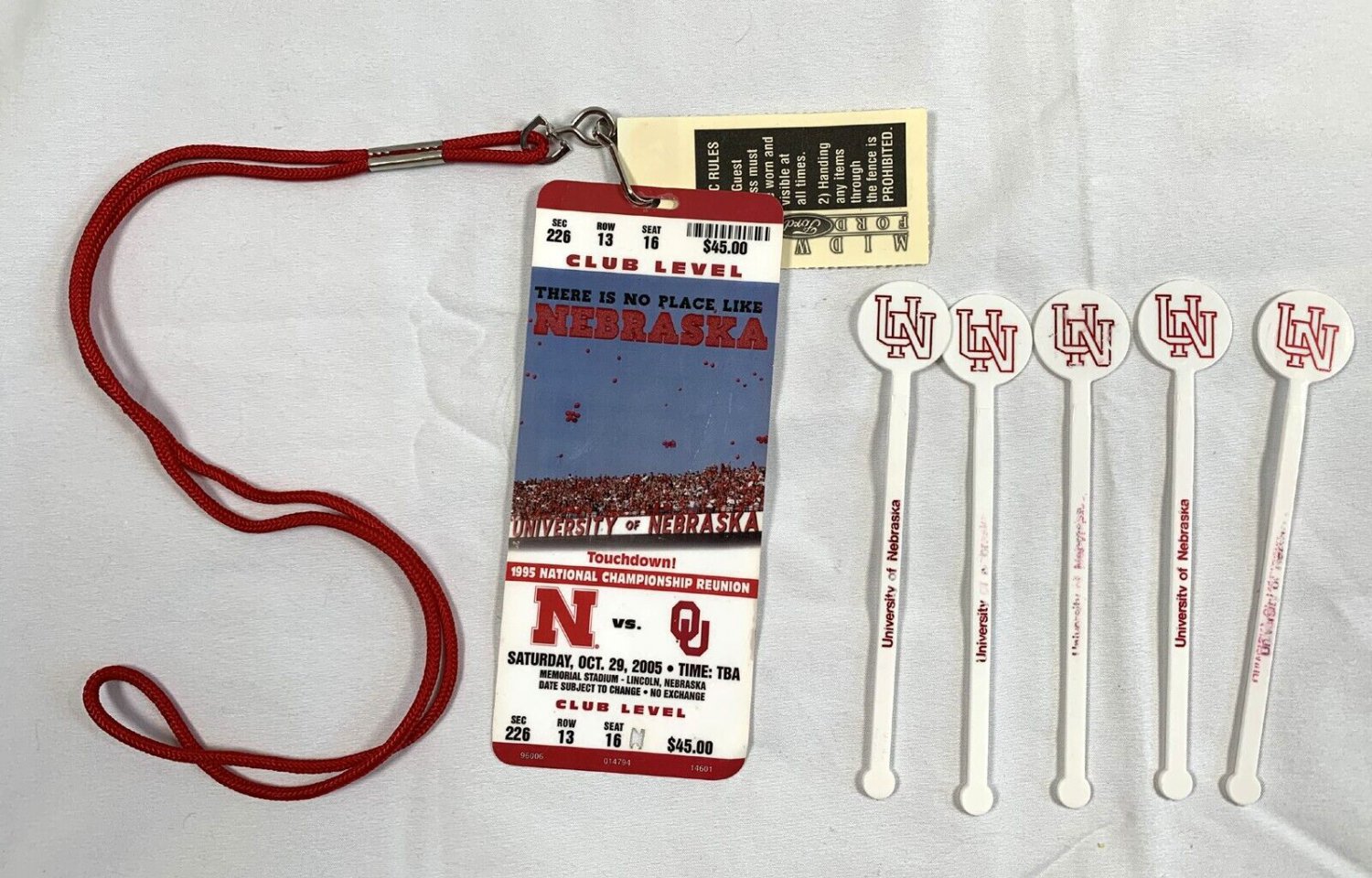 2005 Nebraska Cornhuskers Football Club Ticket Pass Oklahoma + 5 ...