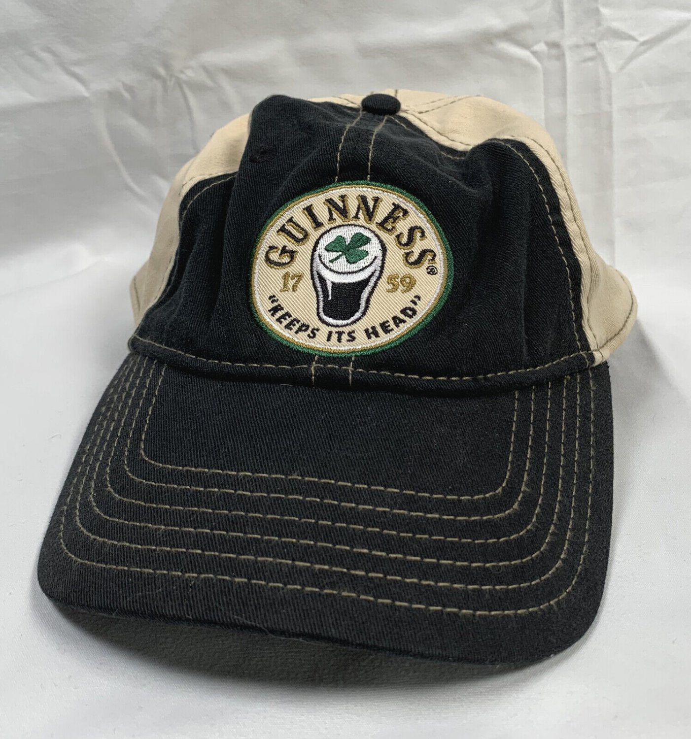 Guinness Beer Keeps Its Head 5 Panel Baseball Hat Mens Black Tan ...