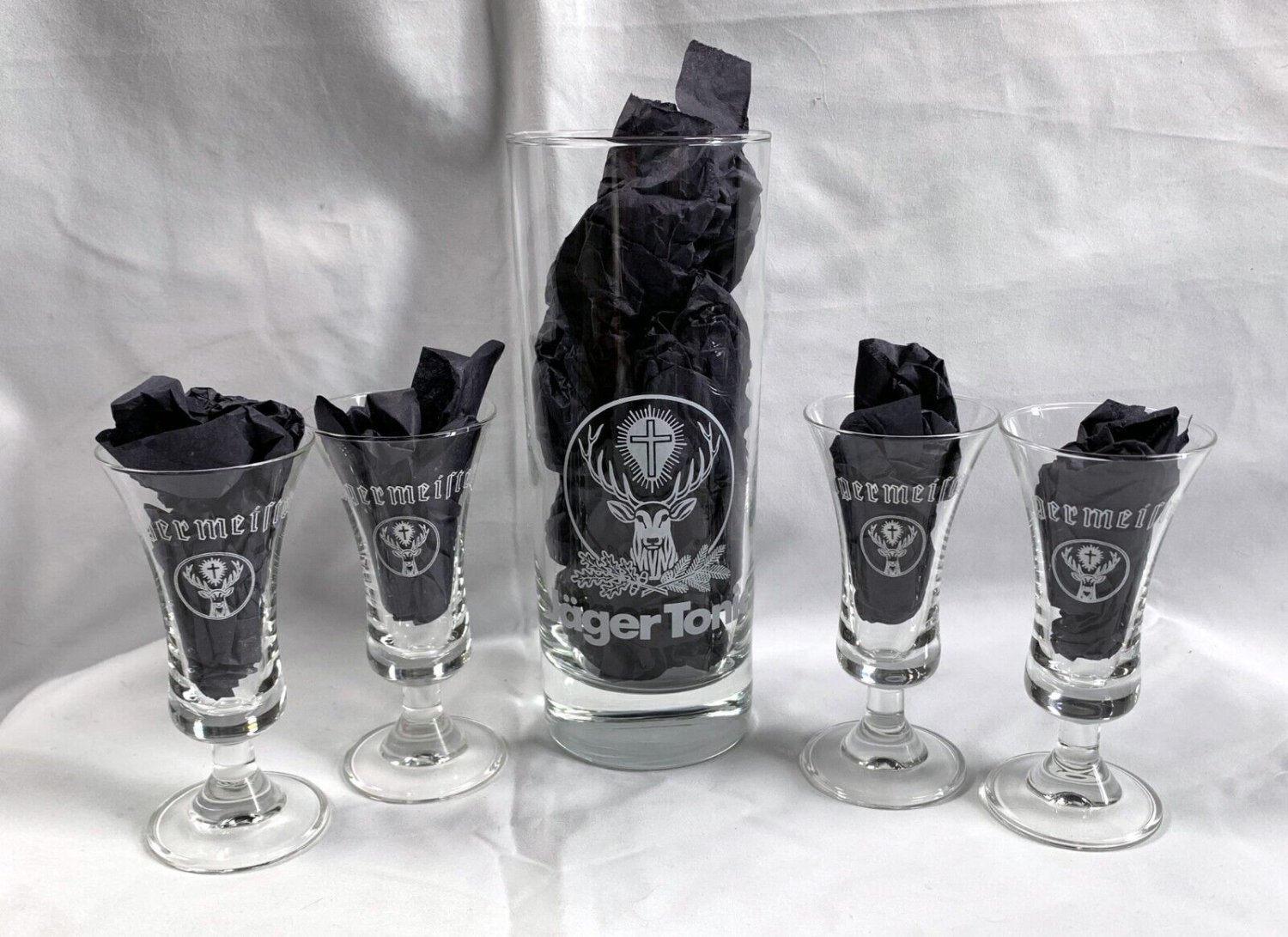 New Jagermeister Jager Tonic Cocktail Glass 0,2 l VCA + 4 Shot Glasses ...