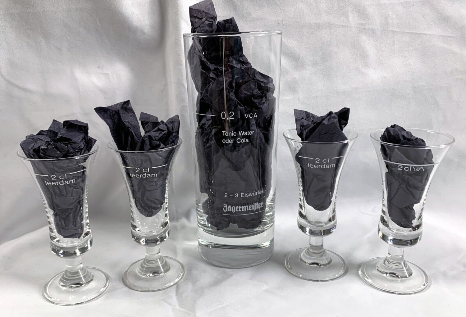 New Jagermeister Jager Tonic Cocktail Glass 0,2 l VCA + 4 Shot Glasses ...