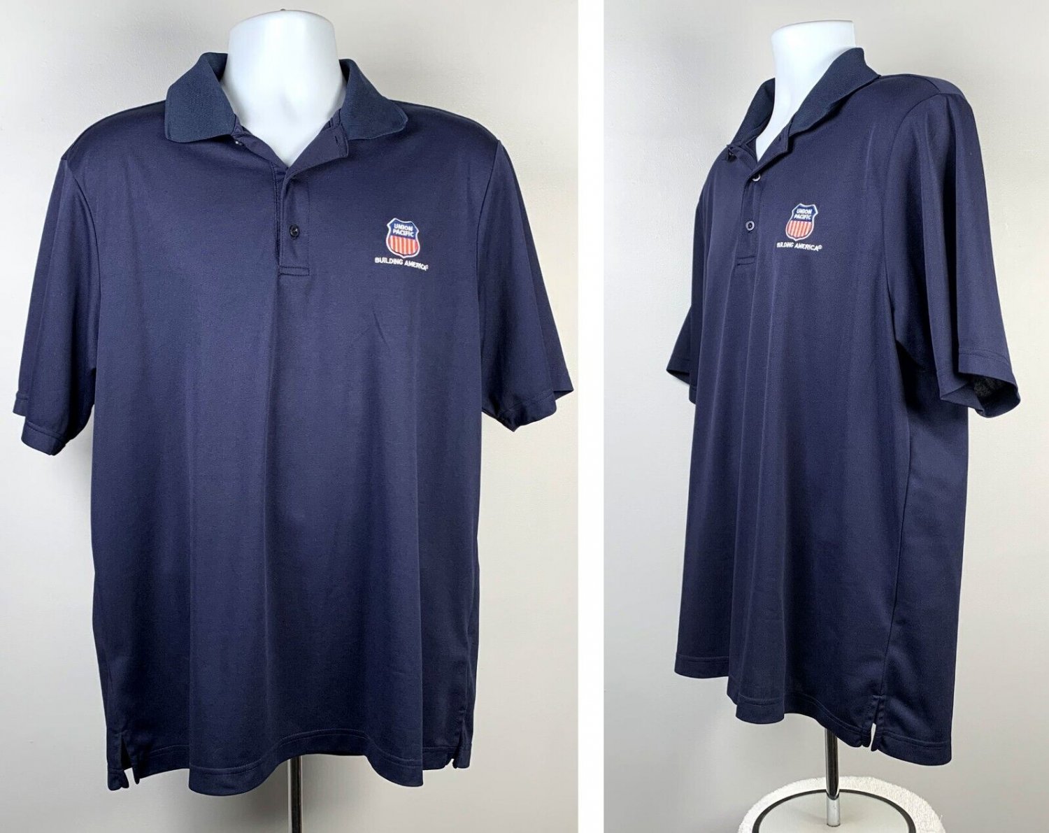 Union Pacific Railroad Building America Polo Shirt Mens Large Blue ...