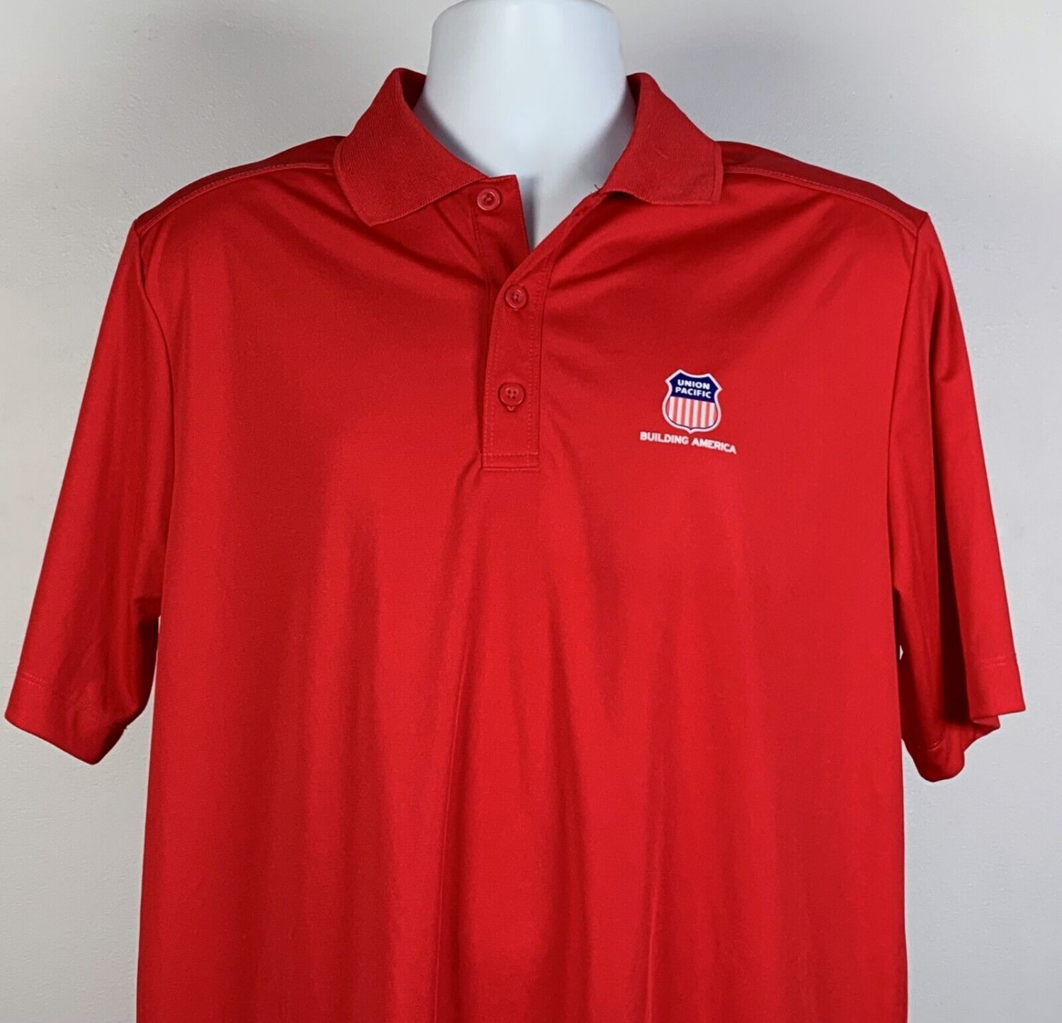 Union Pacific Railroad Building America Polo Shirt Mens Medium Red ...